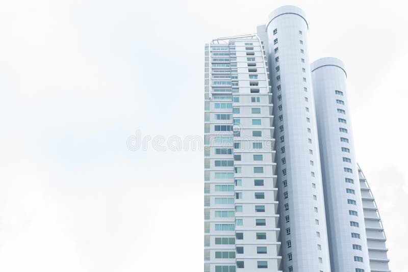 Tall Building with Clear White Sky. Architecture and Structure Concept ...