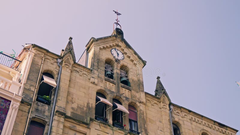 Tall Building with Clock on Side Stock Footage - Video of huge, massive ...
