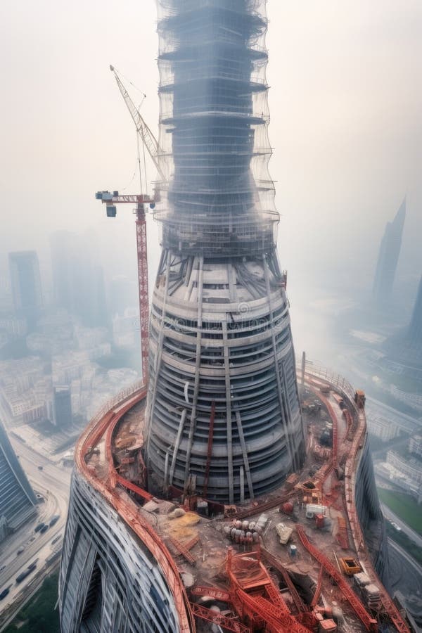 A Tall Building with a Crane on Top. Suitable for Construction and ...