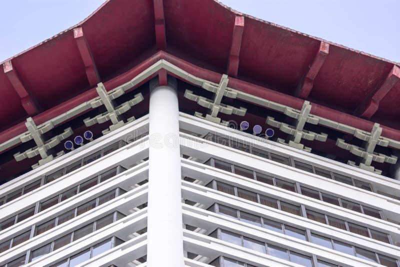 Tall Building Facade Windows Front View. Green Windows Facade of a Tall ...