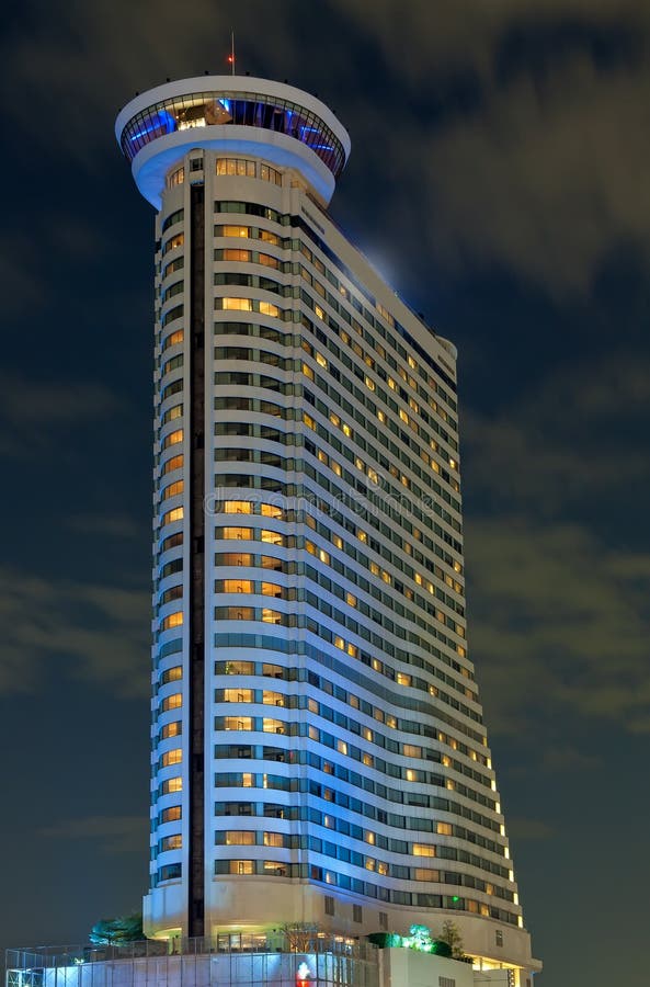 Tall Building A Fancy Kind Of Night Stock Image - Image of scene ...