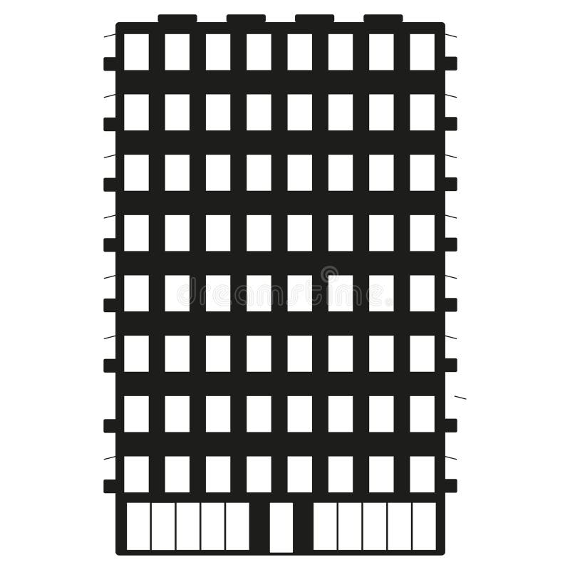Tall Building Icon. Black Antenna Structure. Vector Urban Shape Stock ...