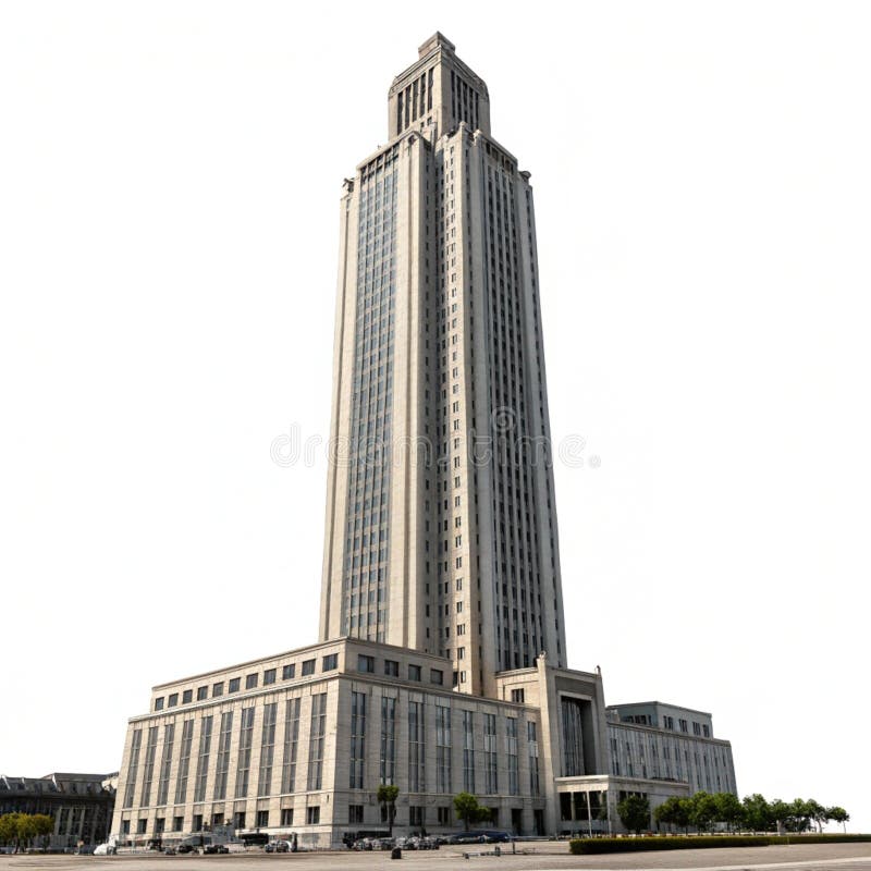 Tall Building on White Background Stock Illustration - Illustration of ...