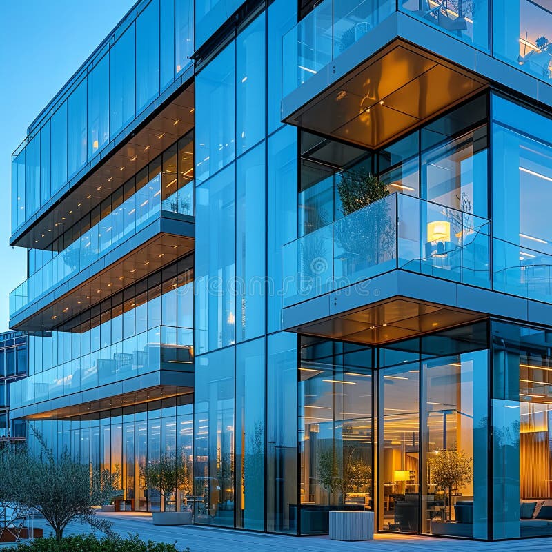 Balcony of Modern Building Exterior Design in Lake and Mountain ...