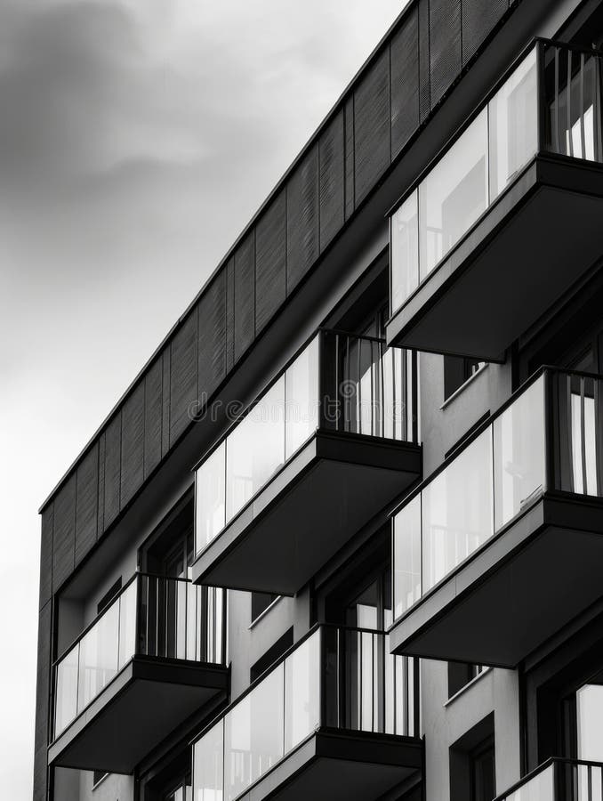 Tall Building with a Lot of Windows and Balconies Stock Illustration ...