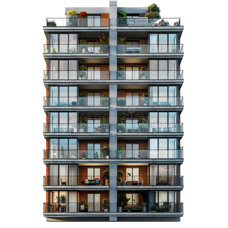 A Tall Building with Lots of Windows and Balconies Stock Image - Image ...