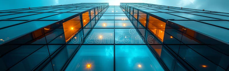 Tall Building with Many Windows and Lights Shining through Them Stock ...