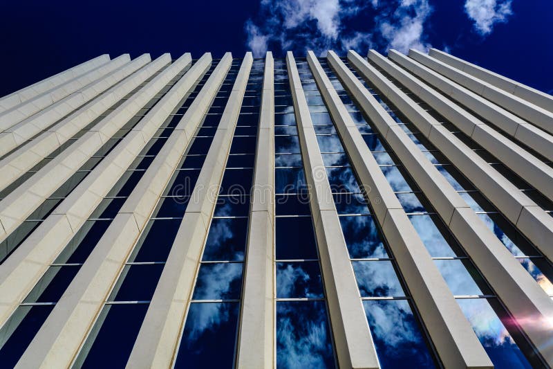 175 Modern Architectural Building Perspective Many Windows Blue Sky ...