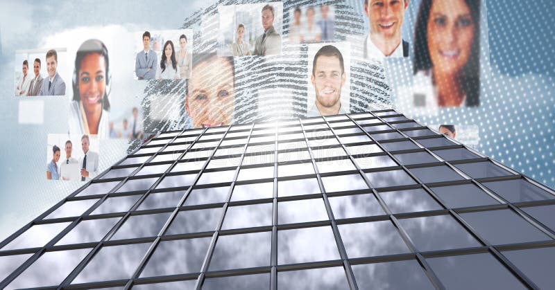 Tall Building with People Icons Stock Image - Image of happy, corporate ...