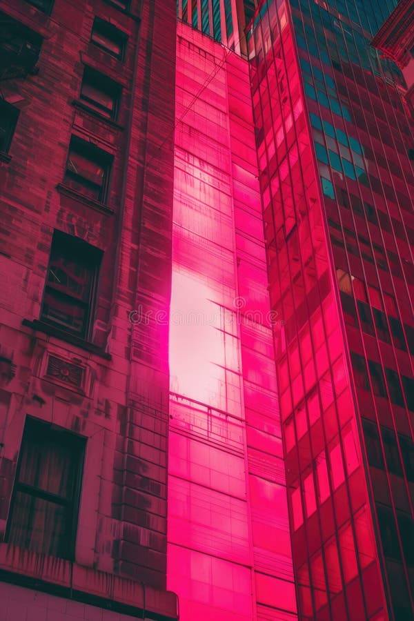 A Tall Building with a Prominent Red Light at the Entrance Stock Image ...