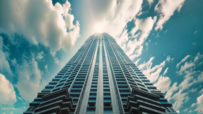 A Tall Building Reaching into the Sky Against a Blue Backdrop, a ...