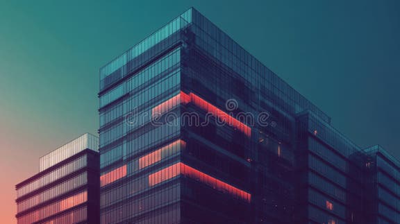A Tall Building with a Red Light on it Stock Illustration ...