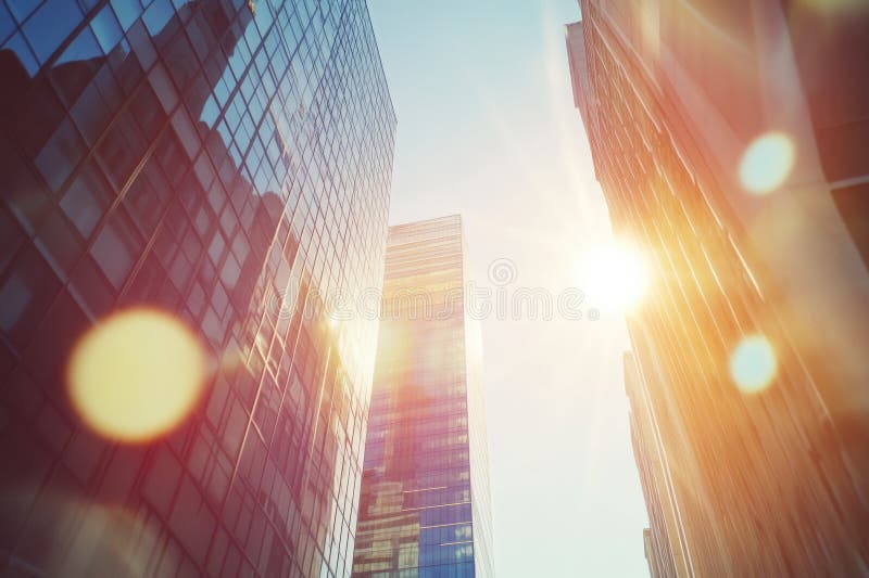 Tall Building with Sunlight Shining through Windows, Urban Landscape ...