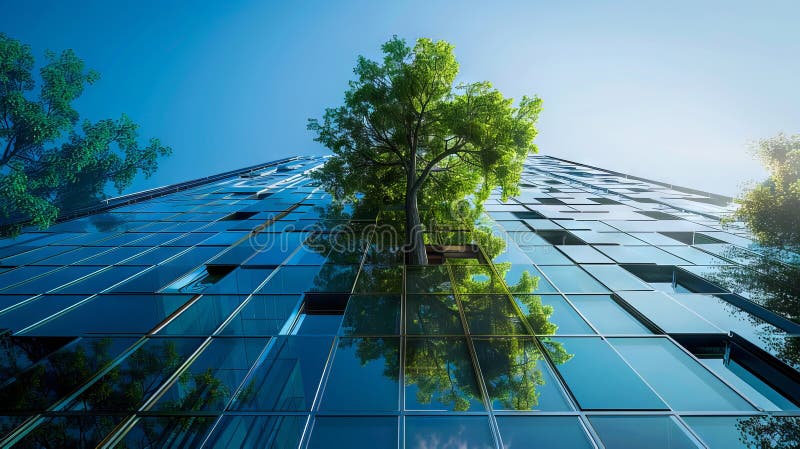 A Tall Building with Trees Growing Out of it Stock Image - Image of ...