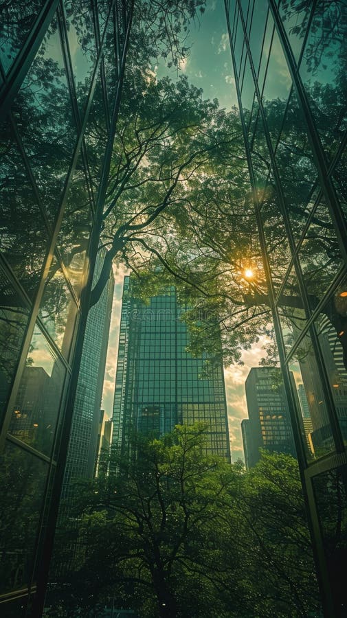 Tall Building with Trees Growing Out of it Stock Photo - Image of ...