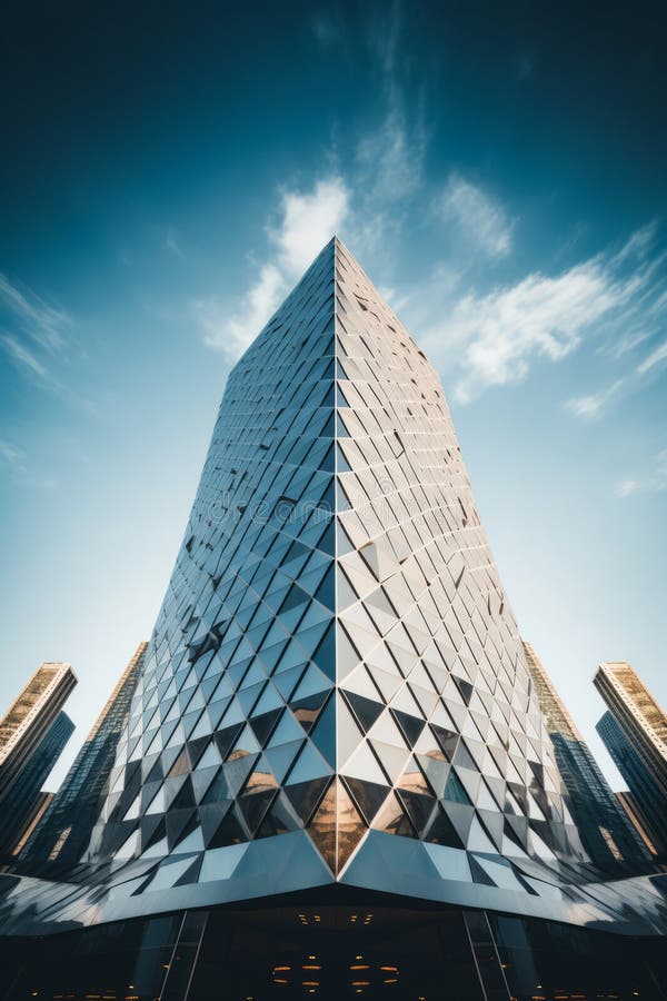 Tall Building with Triangular Design on the Side of it. Generative AI ...