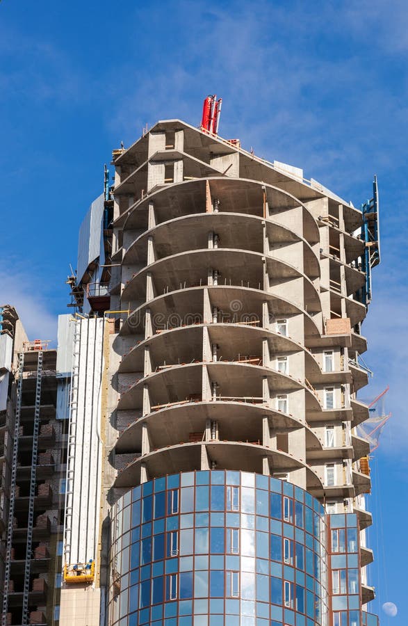 Tall Building Under Construction Stock Photo - Image of hoist, estate ...