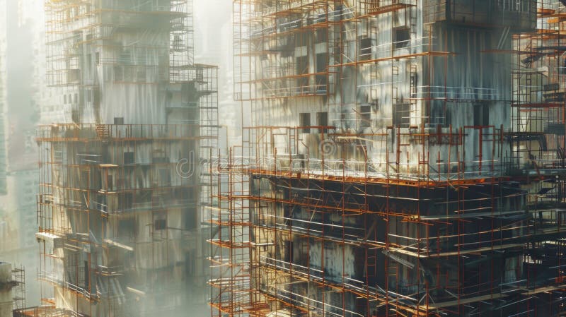 Tall Building Under Construction Ideal Architectural Projects Stock ...