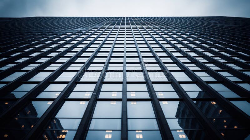 A Tall Building with Windows and Lights on the Side, AI Stock Photo ...