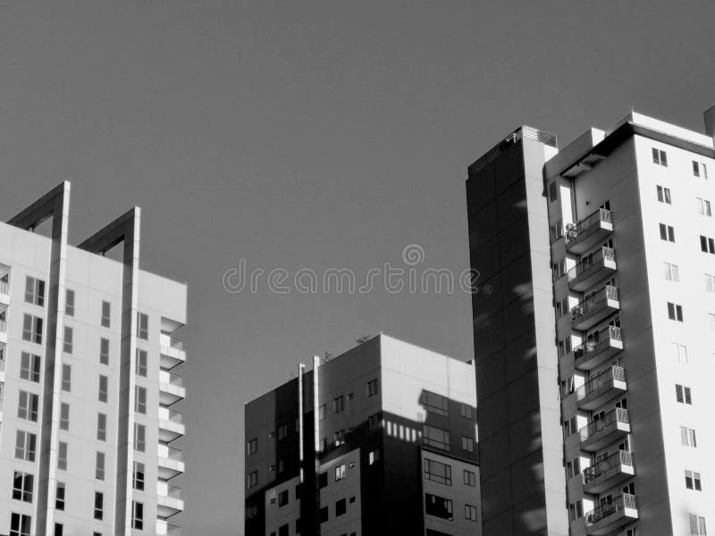 Tall Buildings in Black and White Stock Photo - Image of buildings ...