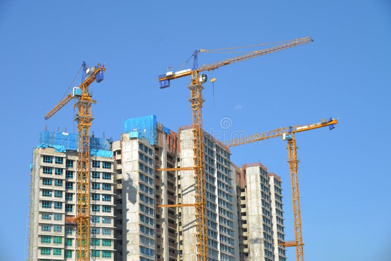 Tall Buildings Under Construction Stock Photo - Image of future, metal ...