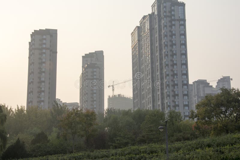 Tall Buildings Under the Setting Sun Stock Image - Image of landscape ...