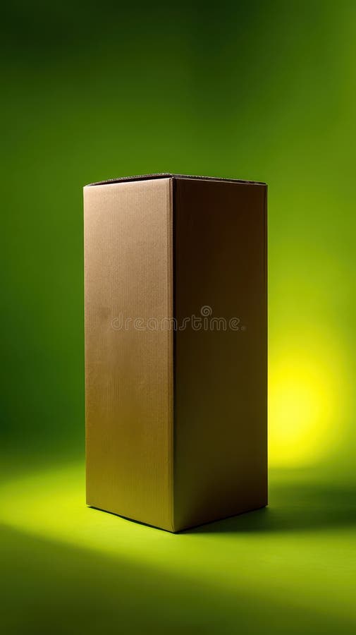 Tall Cardboard Box Mockup on Green Gradient Background Stock Image ...