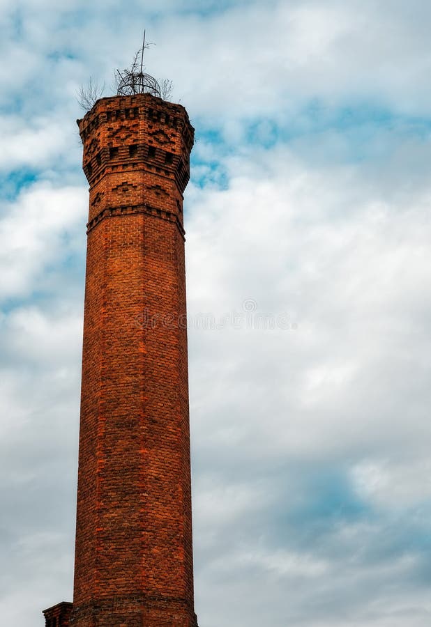 Tall Red Bricks Chimney in Front of Newly Renovated Office Building ...