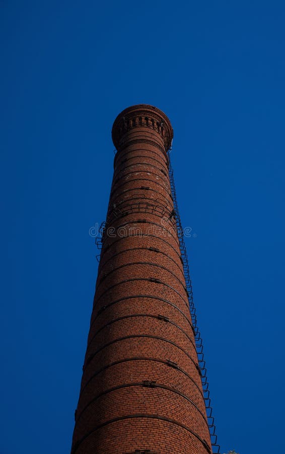 Tall Chimney Old Red Bricks in an Old Factory. Smoke Stack an Old Brick ...
