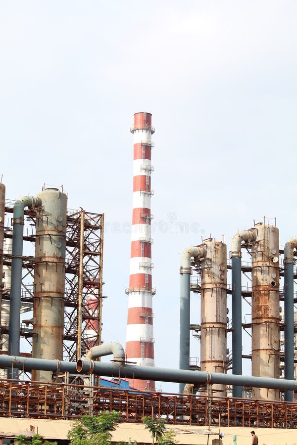 Tall Chimney with Small Steel Structure beside Stock Photo - Image of ...