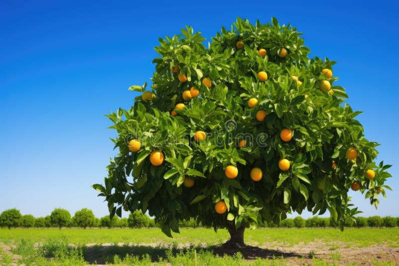 A Tall Citrus Tree Bearing Ripe Fruit Stock Photo - Image of produce ...