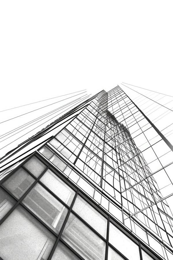 Tall City Building in Black and White Stock Photo - Image of design ...
