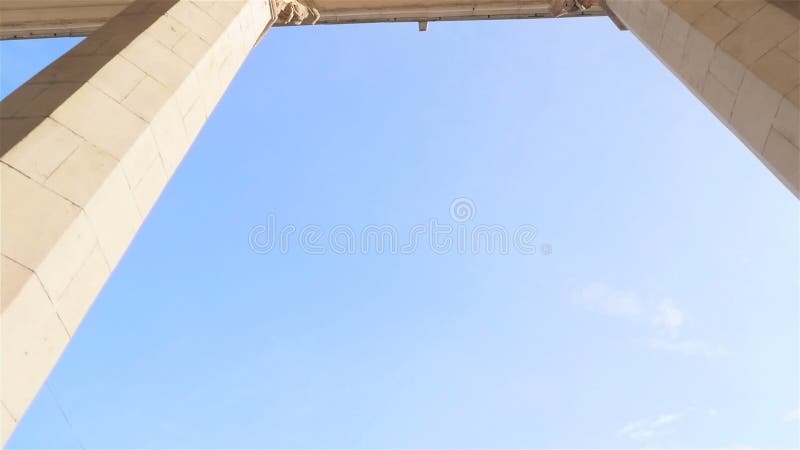 Tall Columns on the Background of Blue Sky. Slow Motion Stock Footage ...