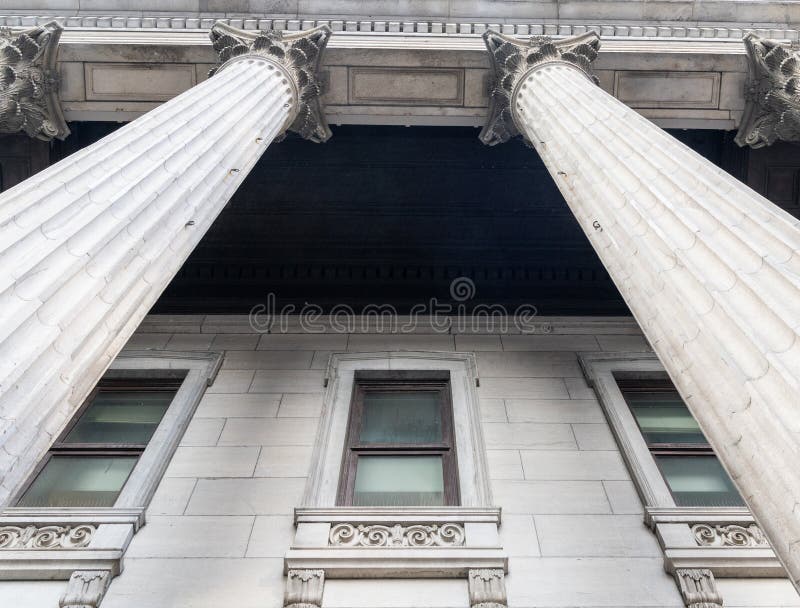 Tall Columns on Building with Windows Stock Photo - Image of symmetry ...