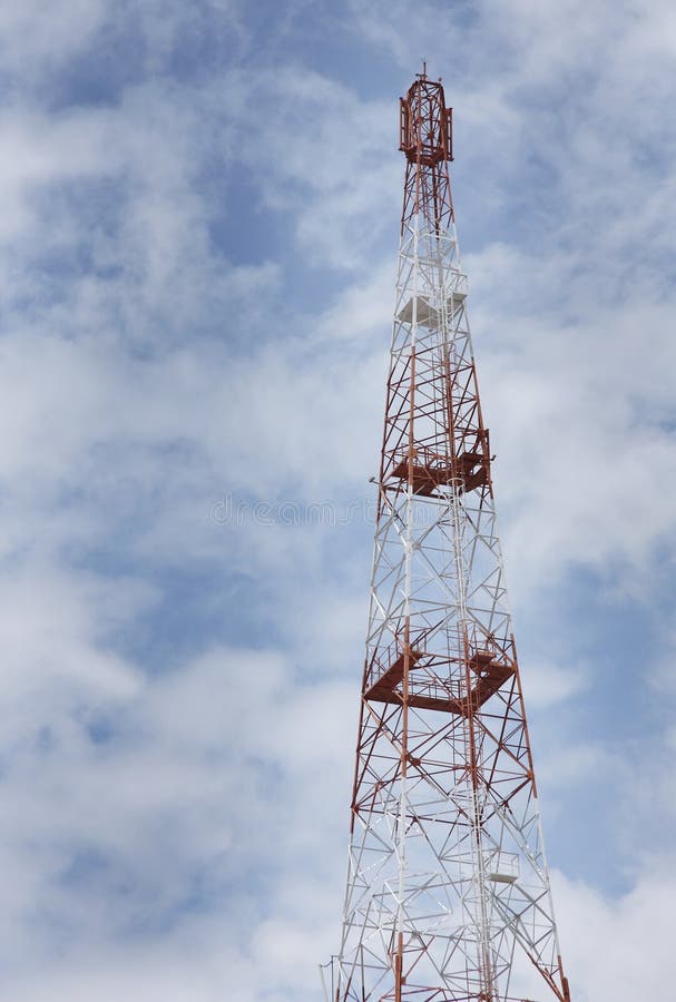 Tall Communication Tower on Cloudy Weather Stock Image - Image of ...