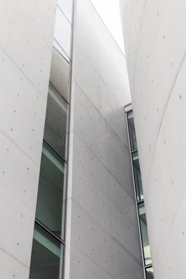 Modern Building Facade Large Glass Windows Minimalistic Design Vertical ...