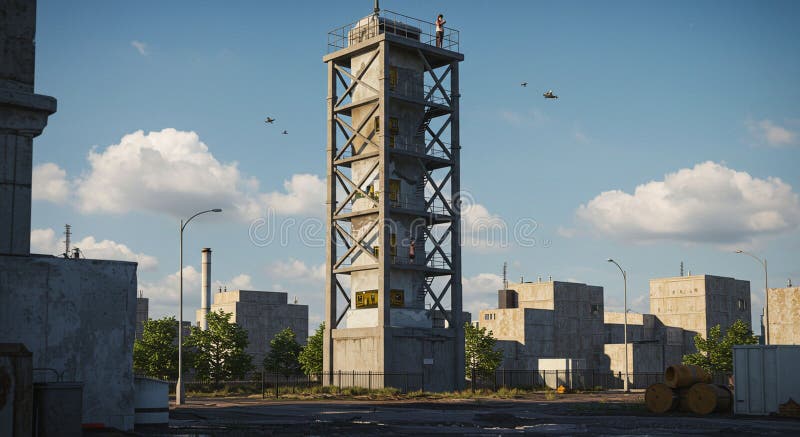 Tall Concrete Watchtower Stock Illustrations – 6 Tall Concrete ...