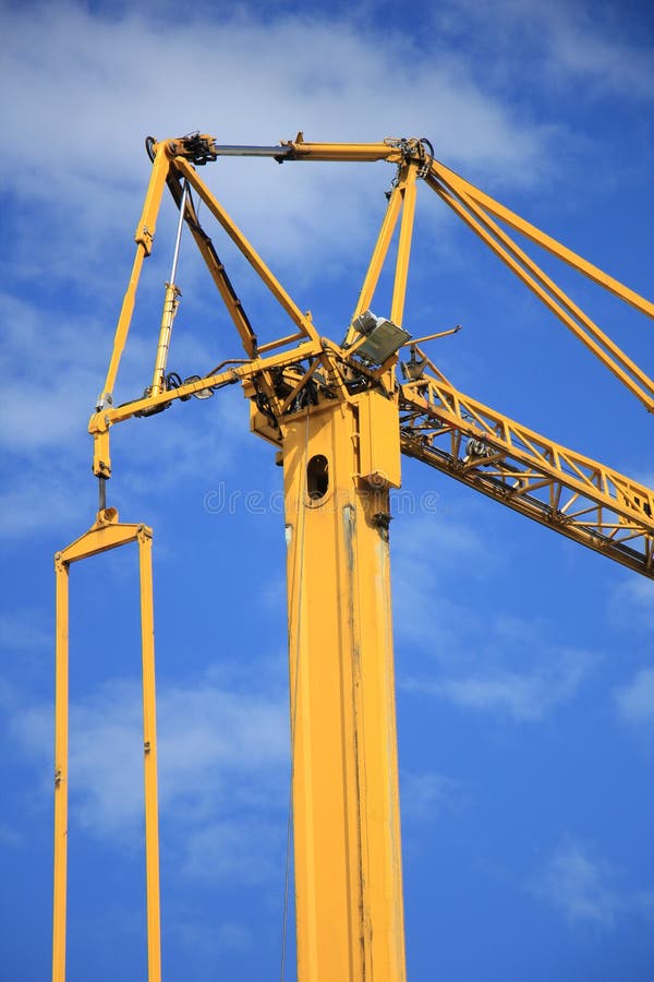 Yellow Construction crane stock image. Image of steel - 103963419