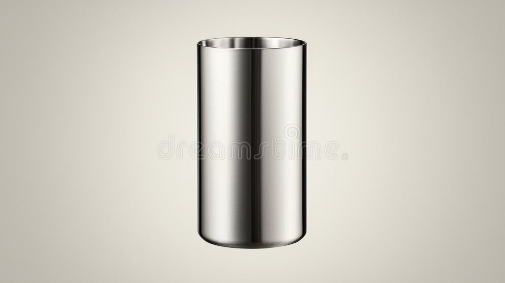 A Tall, Cylindrical, Metallic Vase with a Smooth, Reflective Surface ...