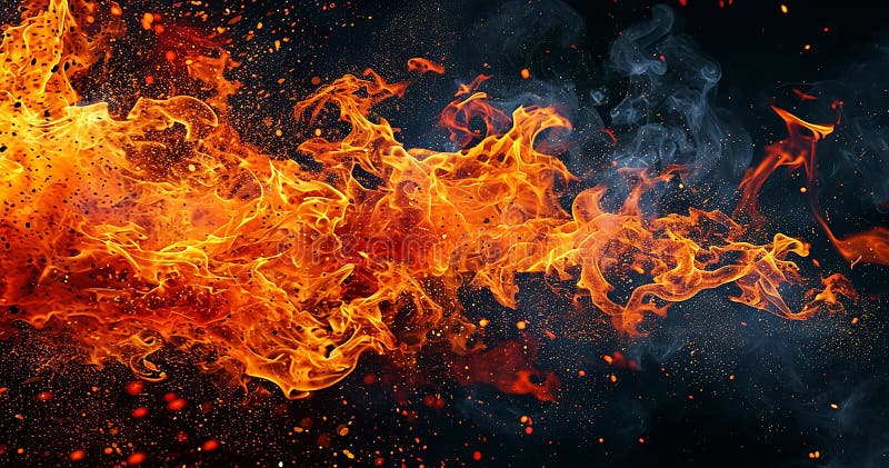 Tall and Disturbing Fire Flames on Cutout Black Background Stock ...