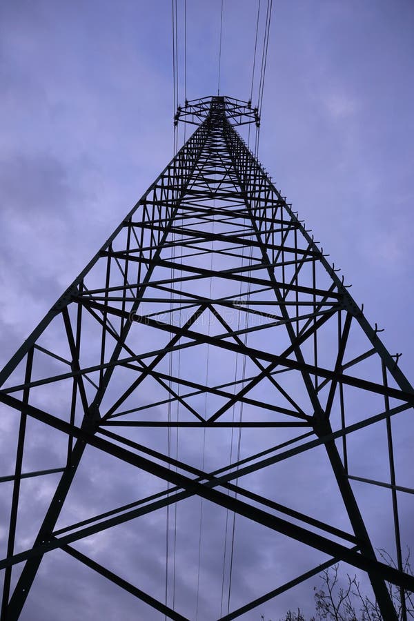 Tall Electricity Pylon Leading High Electric Current Stock Photo ...