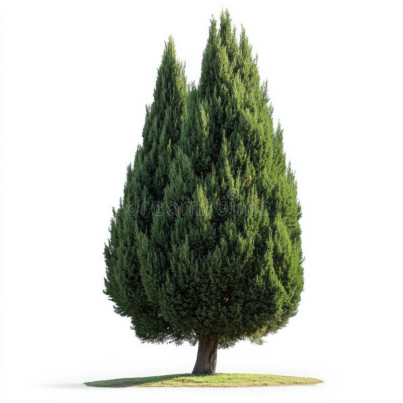 Tall Evergreen Tree with Dense Foliage Isolated on White Background ...