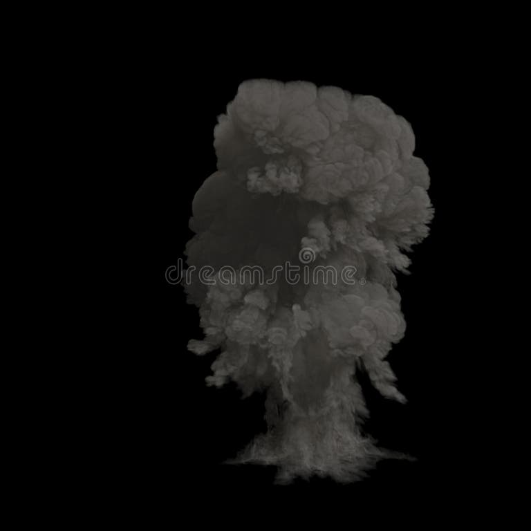 Tall Explosion Smoke Dark Dense and Grey on Black Stock Illustration ...