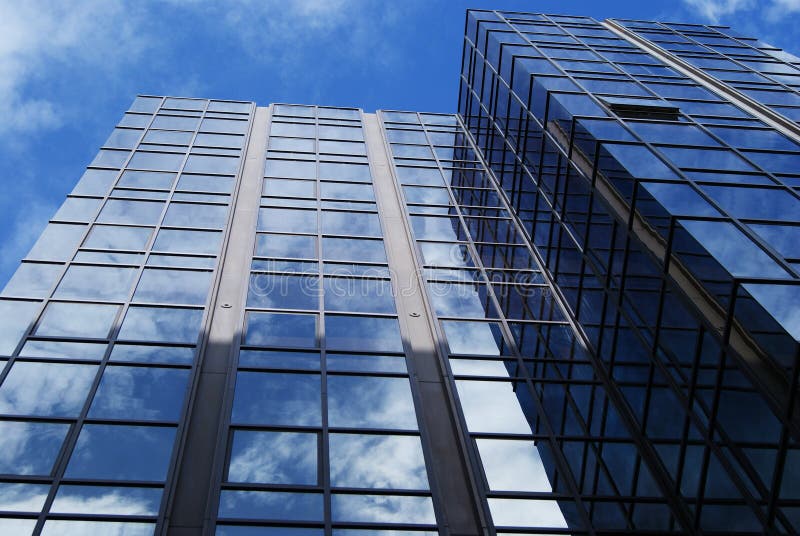 Tall Financial Office Block Stock Image - Image of cloud, reflection ...