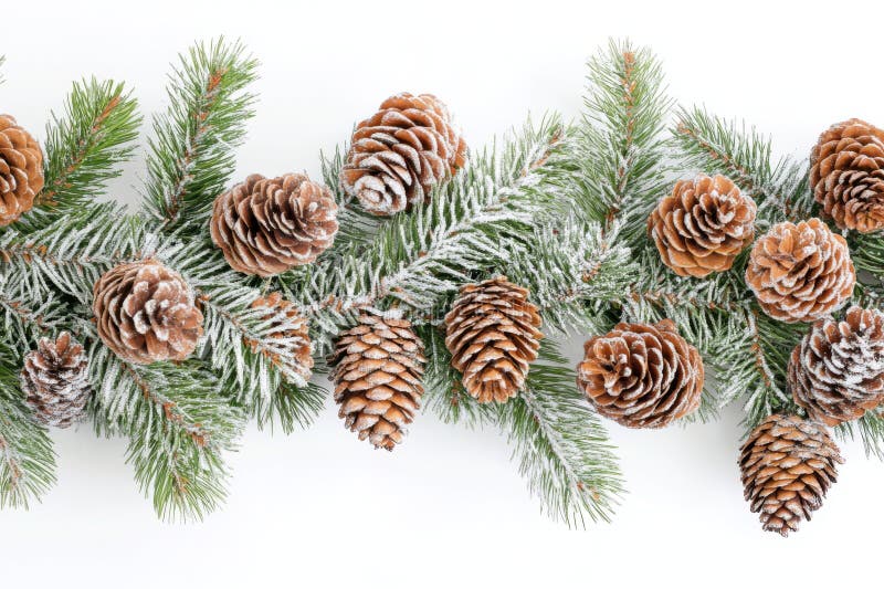 A Tall Fir Tree with a Pine Garland, Set Against a White Backdrop ...
