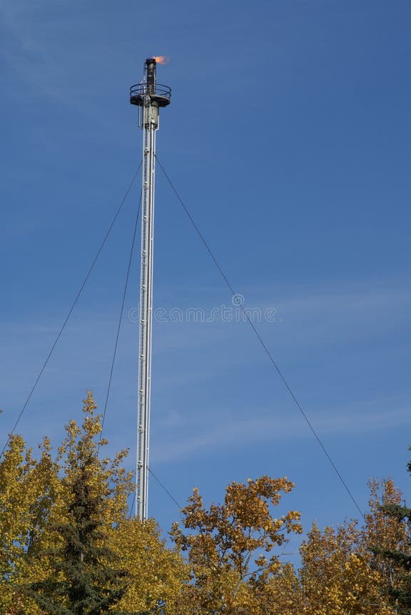 Tall Flare Stack Gas Burning Stock Image - Image of metal, strap: 3294509