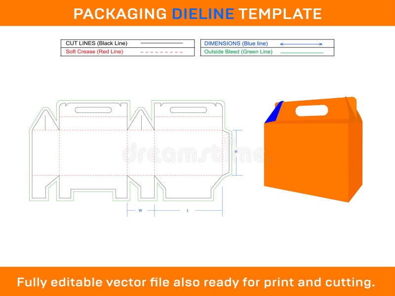 Tall Gable Box, Die Line Template Stock Vector - Illustration of hard ...