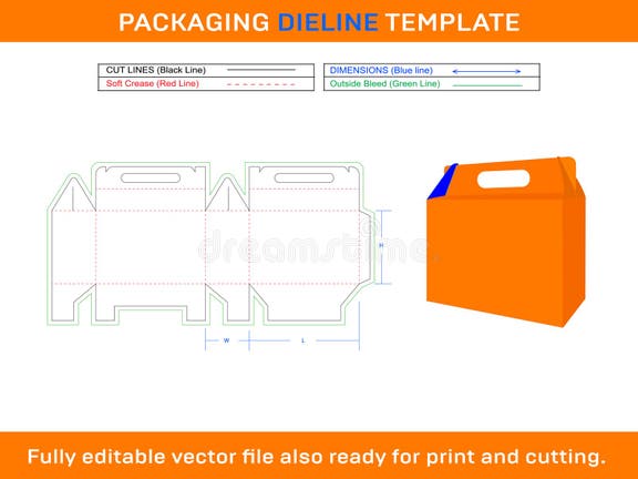 Tall Gable Box, Die Line Template Stock Vector - Illustration of hard ...