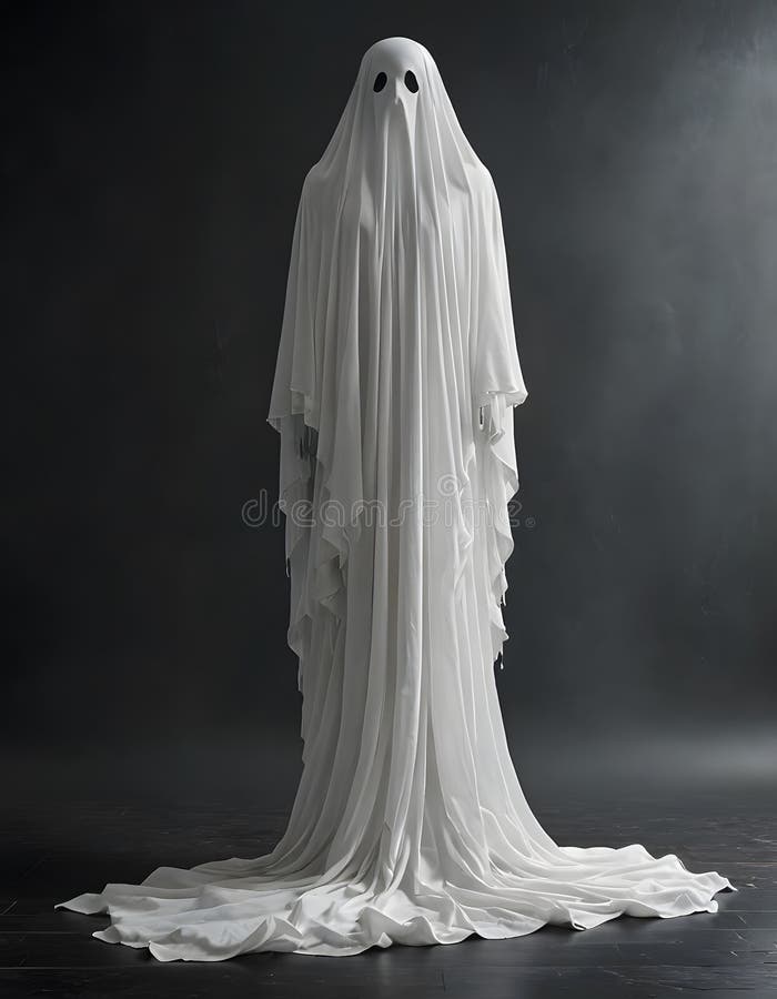 Tall Ghost Standing Still in a Shadowy Room Stock Illustration ...