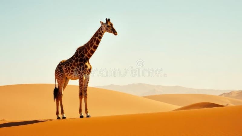 Tall giraffe in the desert stock photo. Image of mammal - 370385770